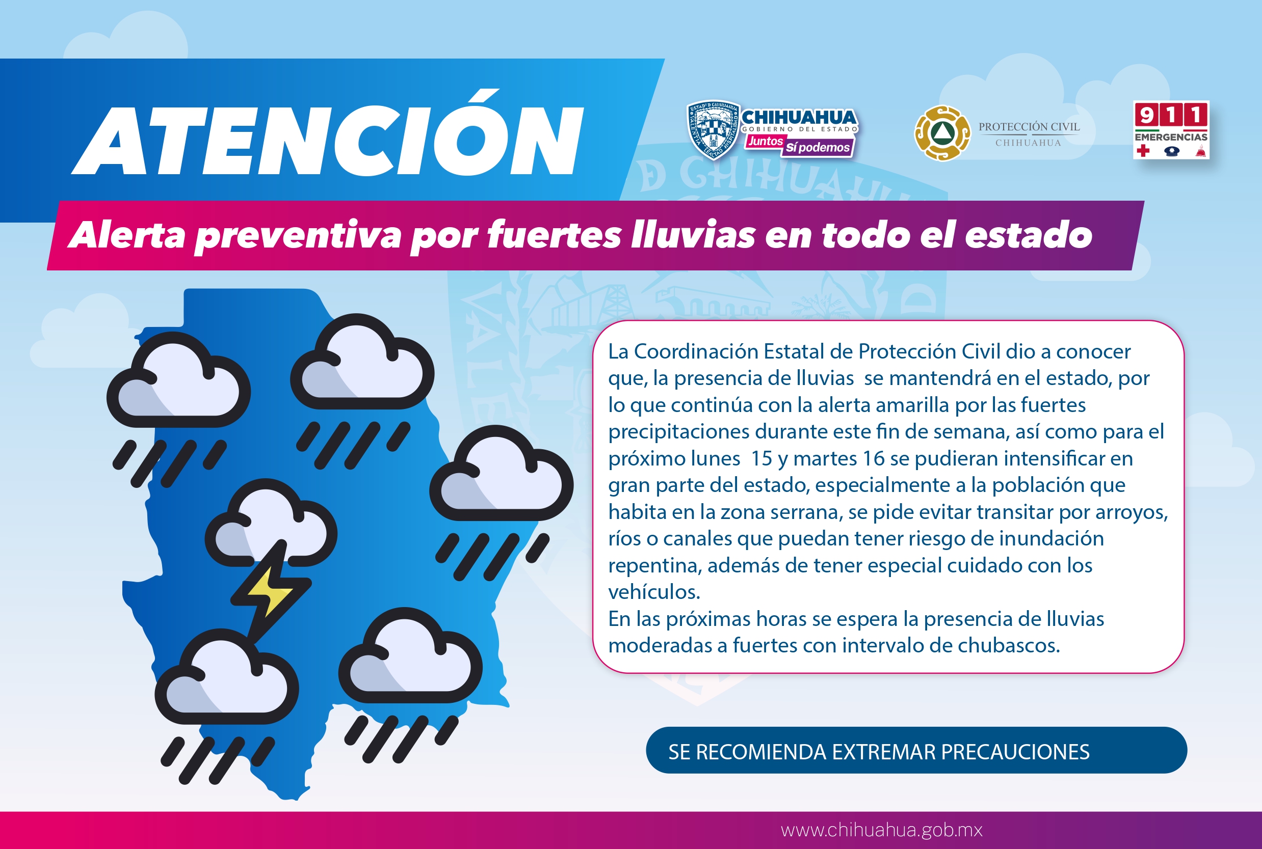 Extiende CEPC alerta amarilla en el estado por presencia de fuertes ... Extiende CEPC alerta amarilla en el estado por presencia de fuertes ...